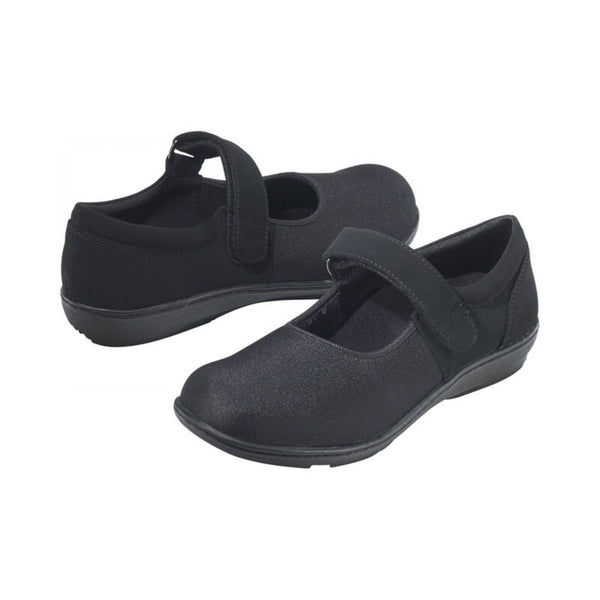 Aetrex Women's Berries Helen Knit Stretch Mary Jane Black – Comfort ...